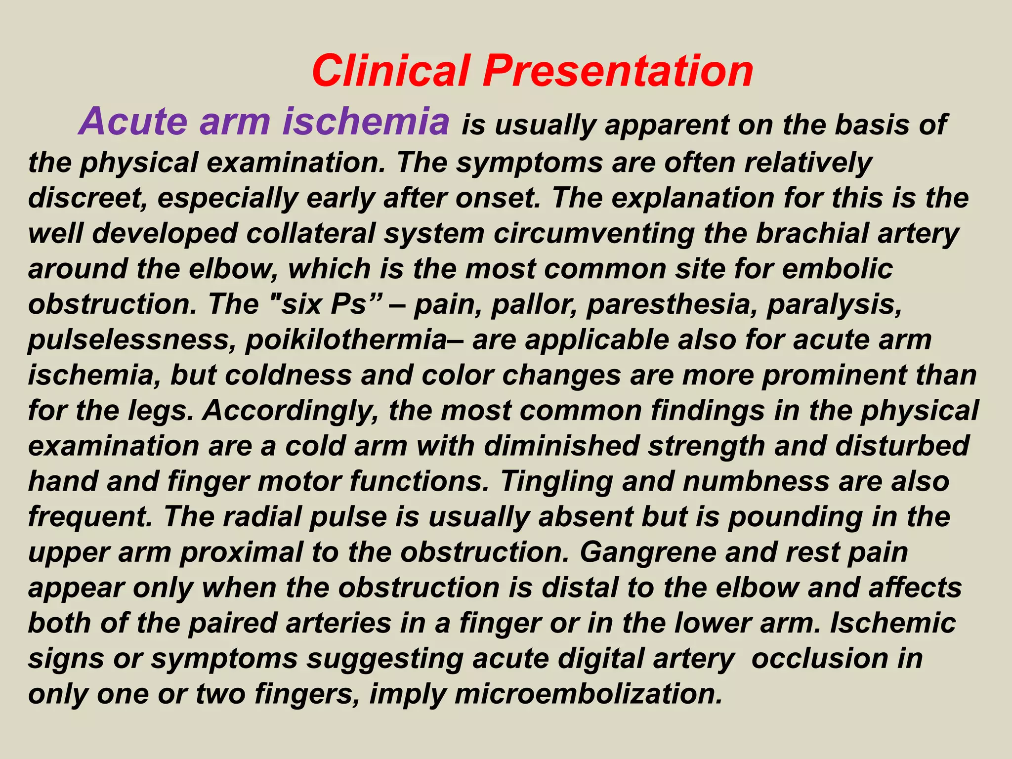 Presentation1.pptx, radiological imaging of upper limb ischemia. | PPTX