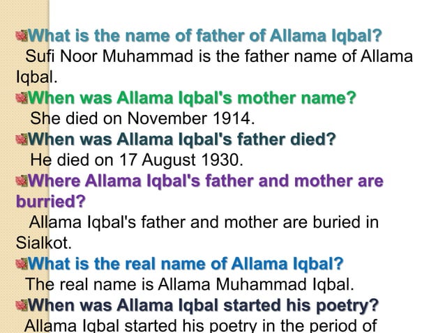 Quiz about Allama Iqbal | PPT