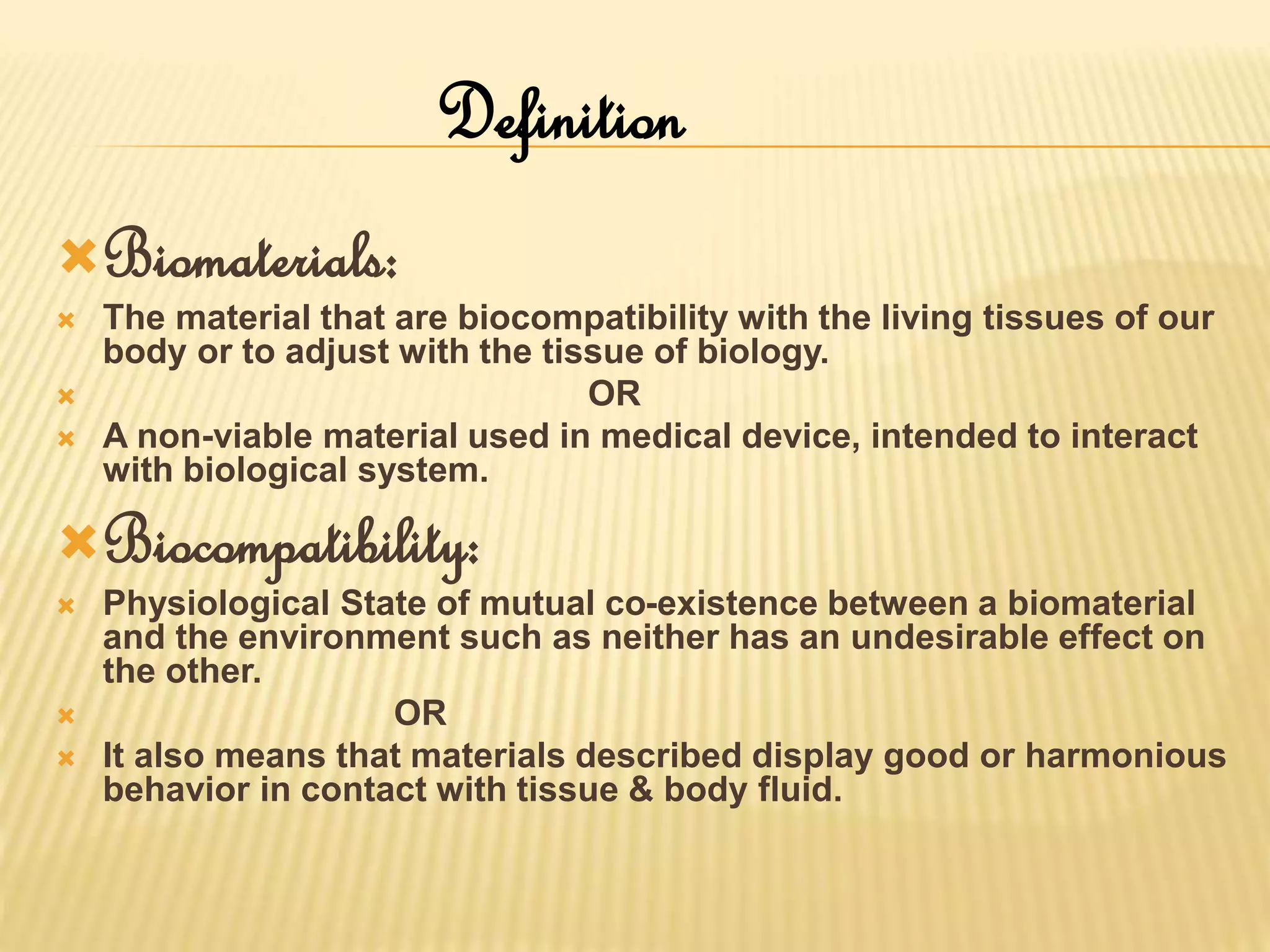 Biomaterials and its applications. | PPTX