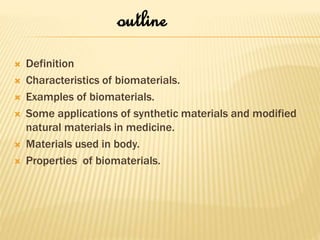 Biomaterials and its applications. | PPTX