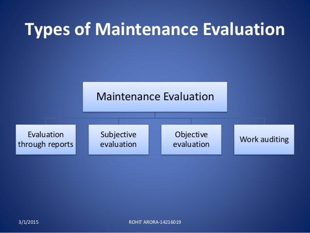 Types of Maintenance Evaluation