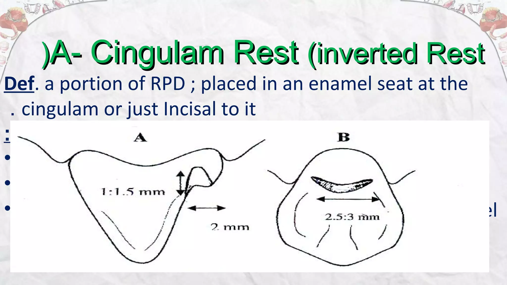 Rest and Rest Seat preparation..removable partial denture | PPT