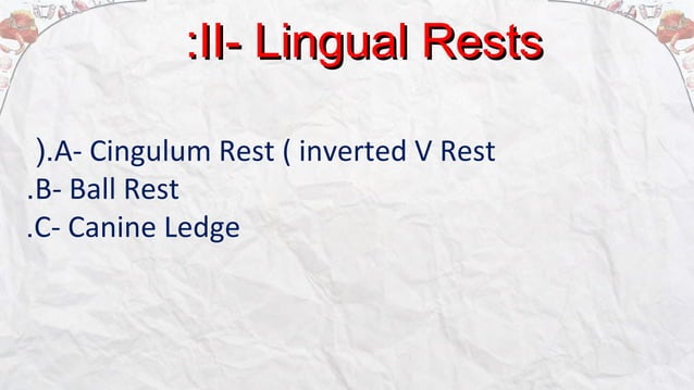 Rest and Rest Seat preparation..removable partial denture | PPT ...