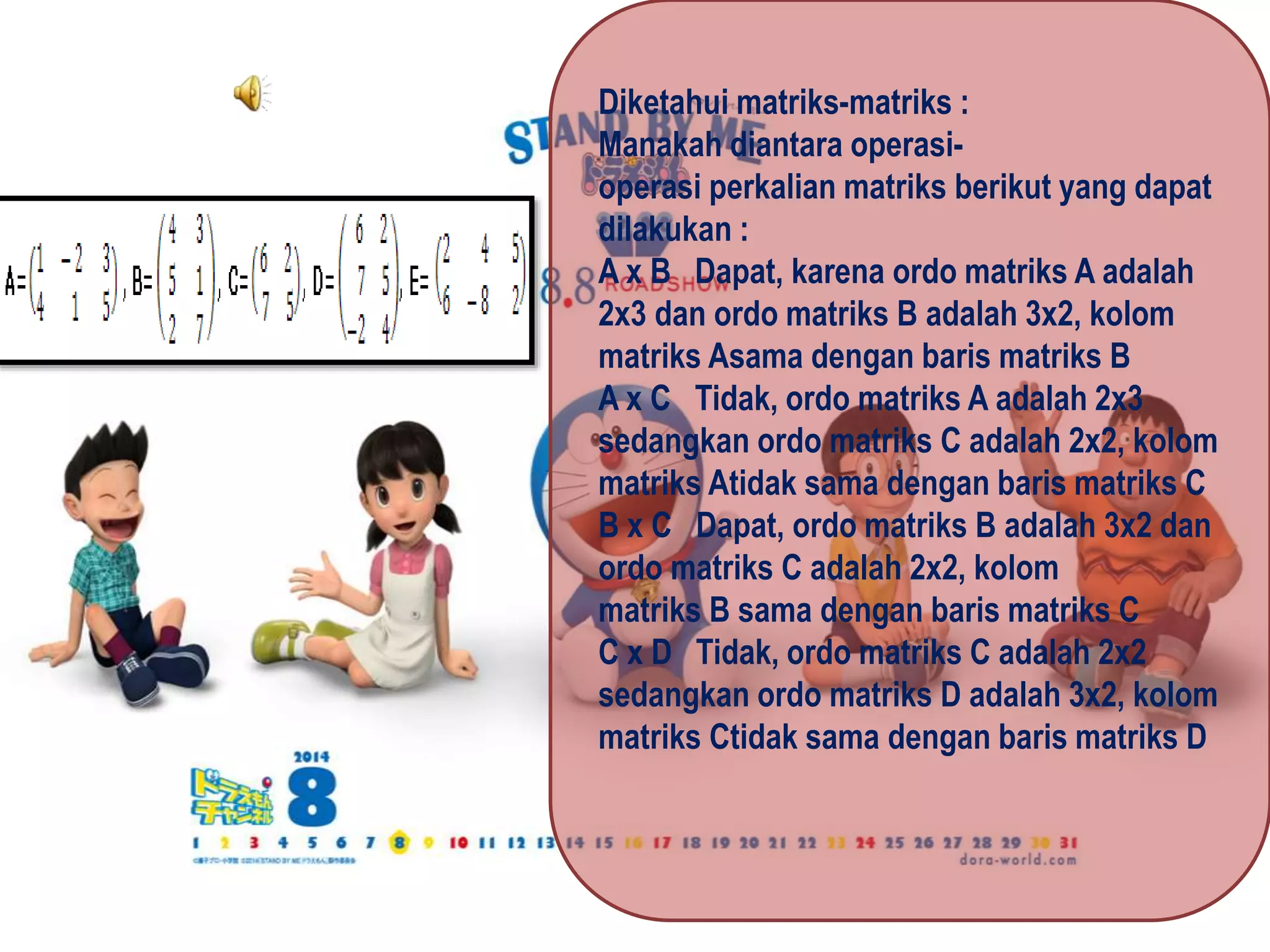 Perkalian dua matriks | PPTX