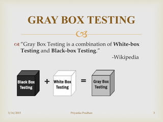 GrayBox Testing and Crud Testing By: Er. Priyanka Pradhan | PPTX