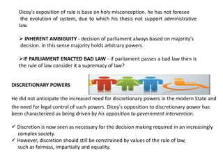 Critical Analysis of Dicey Rule of Law | PPTX