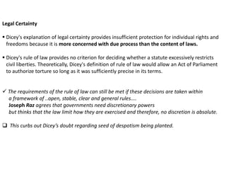 Critical Analysis of Dicey Rule of Law | PPTX