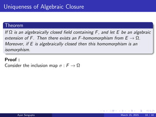 Existence and Uniqueness of Algebraic Closure | PDF