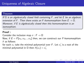 Existence and Uniqueness of Algebraic Closure | PDF