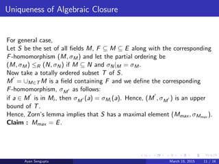 Existence and Uniqueness of Algebraic Closure | PDF