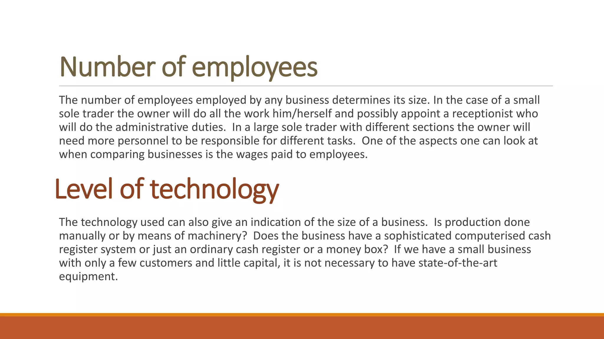 Factors that determine the size of a business | PPTX