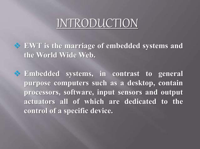 EMBEDDED WEB TECHNOLOGY | PPTX | Web Design and HTML | Internet