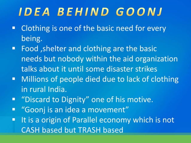 Goonj a vision for better india | PPTX