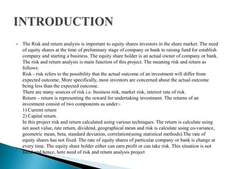 Risk and return analysis on equity share | PPT