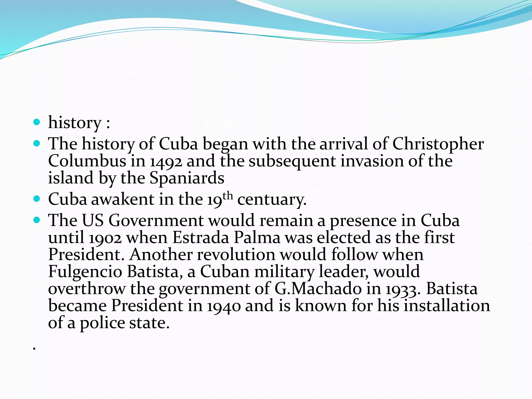 Presentation on cuba | PPTX | South America Travel | Travel Locations