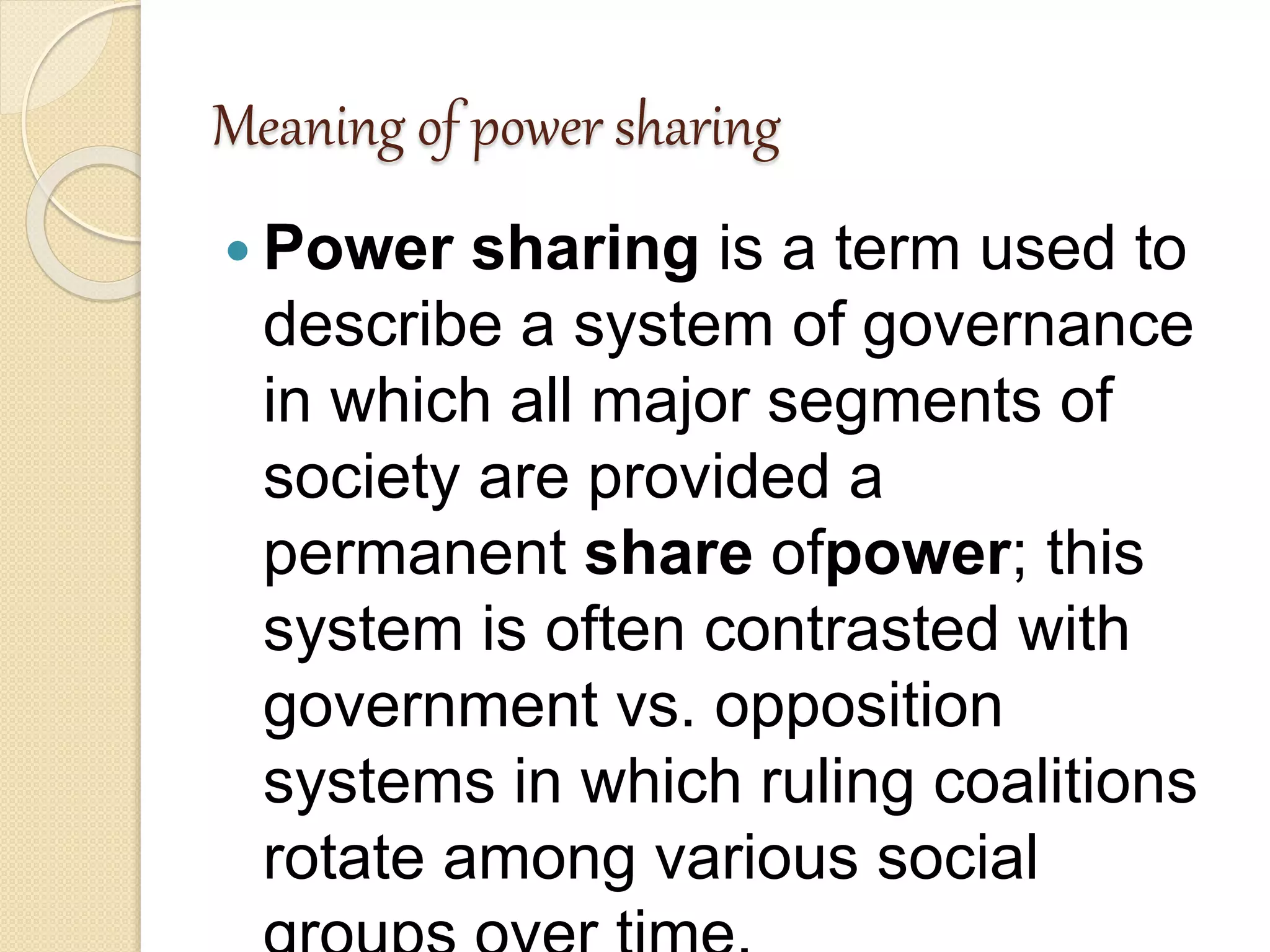 power sharing | PPTX | Civic affairs | Politics