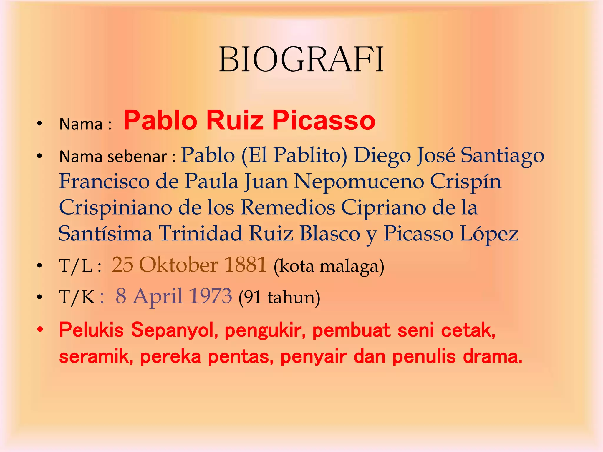 pablo picasso ( malay ) | PPTX
