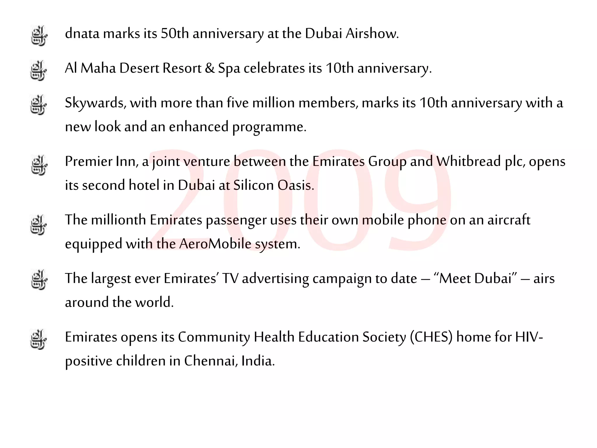 Emirates Airlines Timeline | PPTX