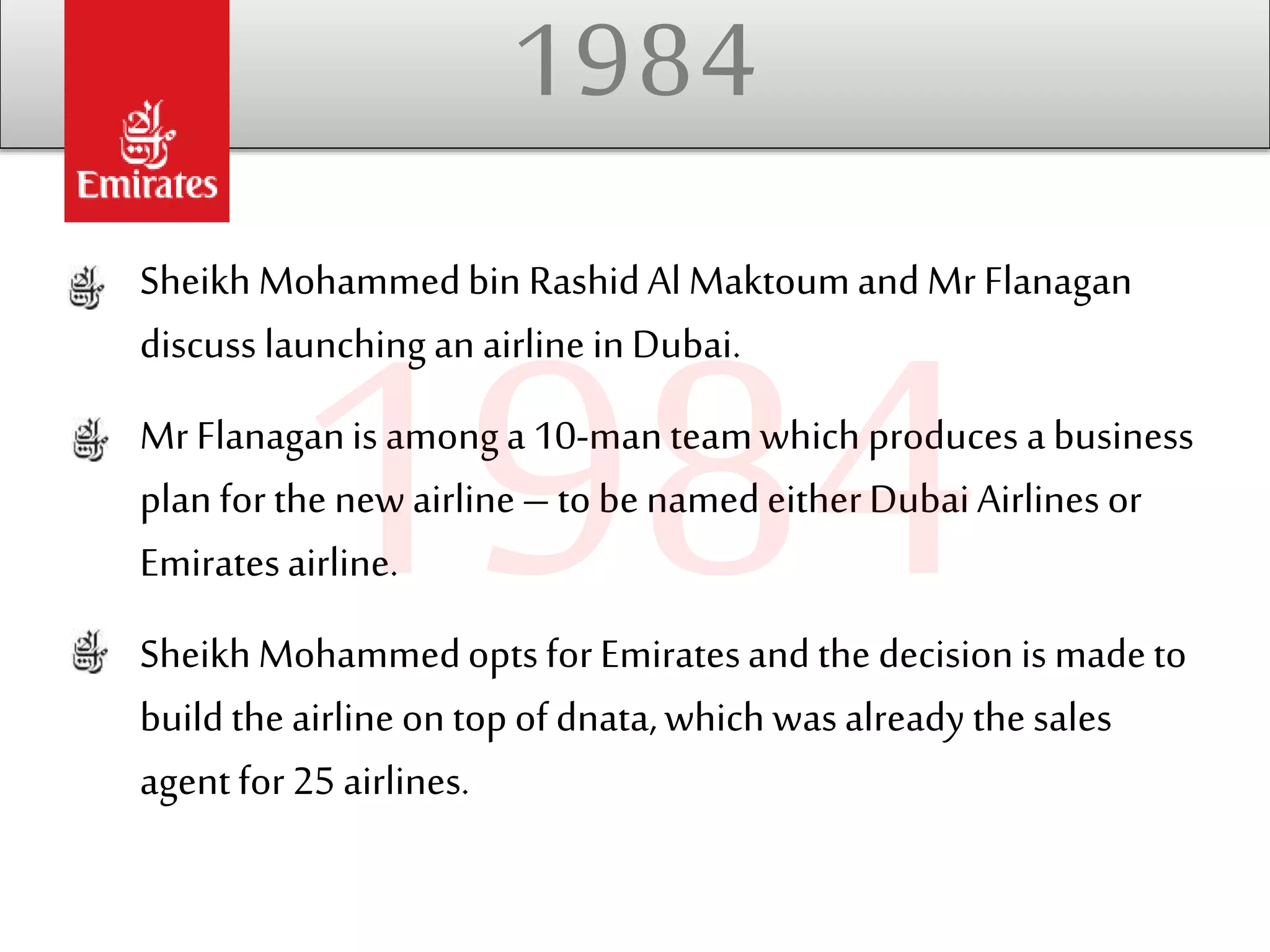Emirates Airlines Timeline | PPTX