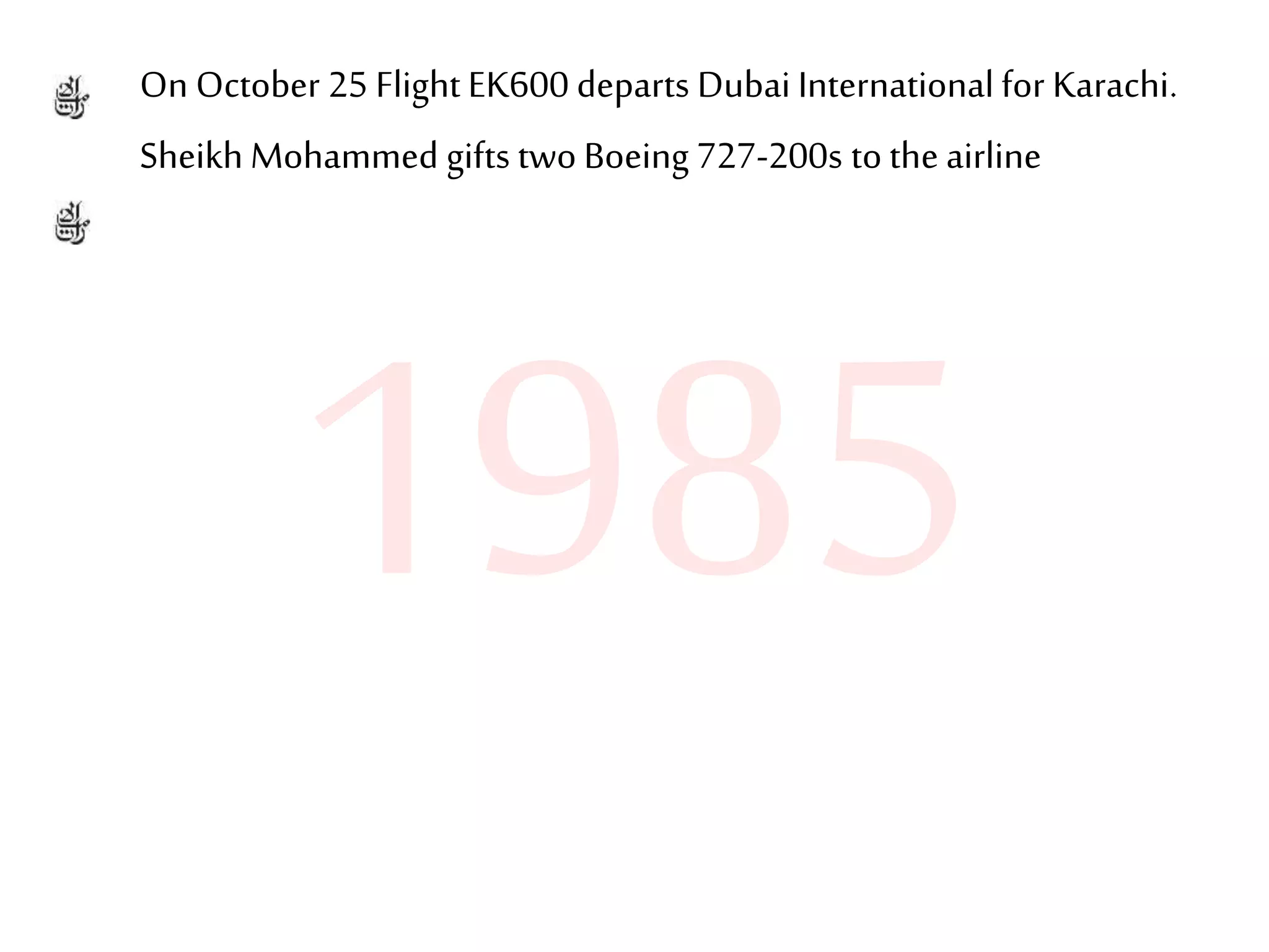 Emirates Airlines Timeline | PPTX