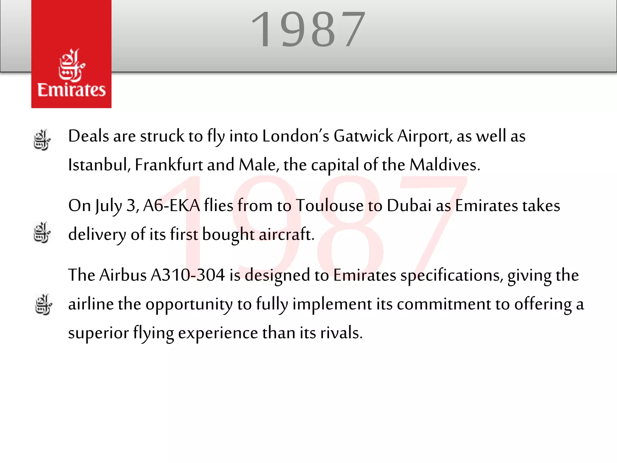 Emirates Airlines Timeline | PPTX
