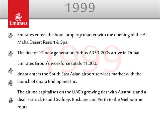 Emirates Airlines Timeline | PPTX
