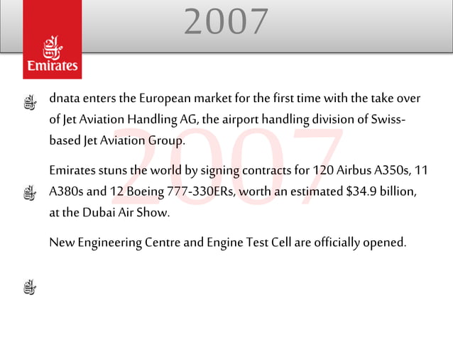 Emirates Airlines Timeline | PPTX