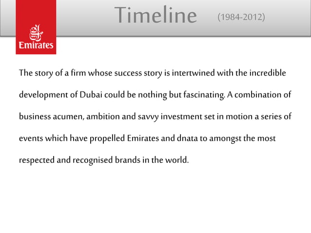 Emirates Airlines Timeline | PPTX