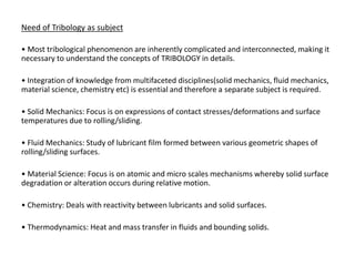 unit 1 industrial tribology | PPTX