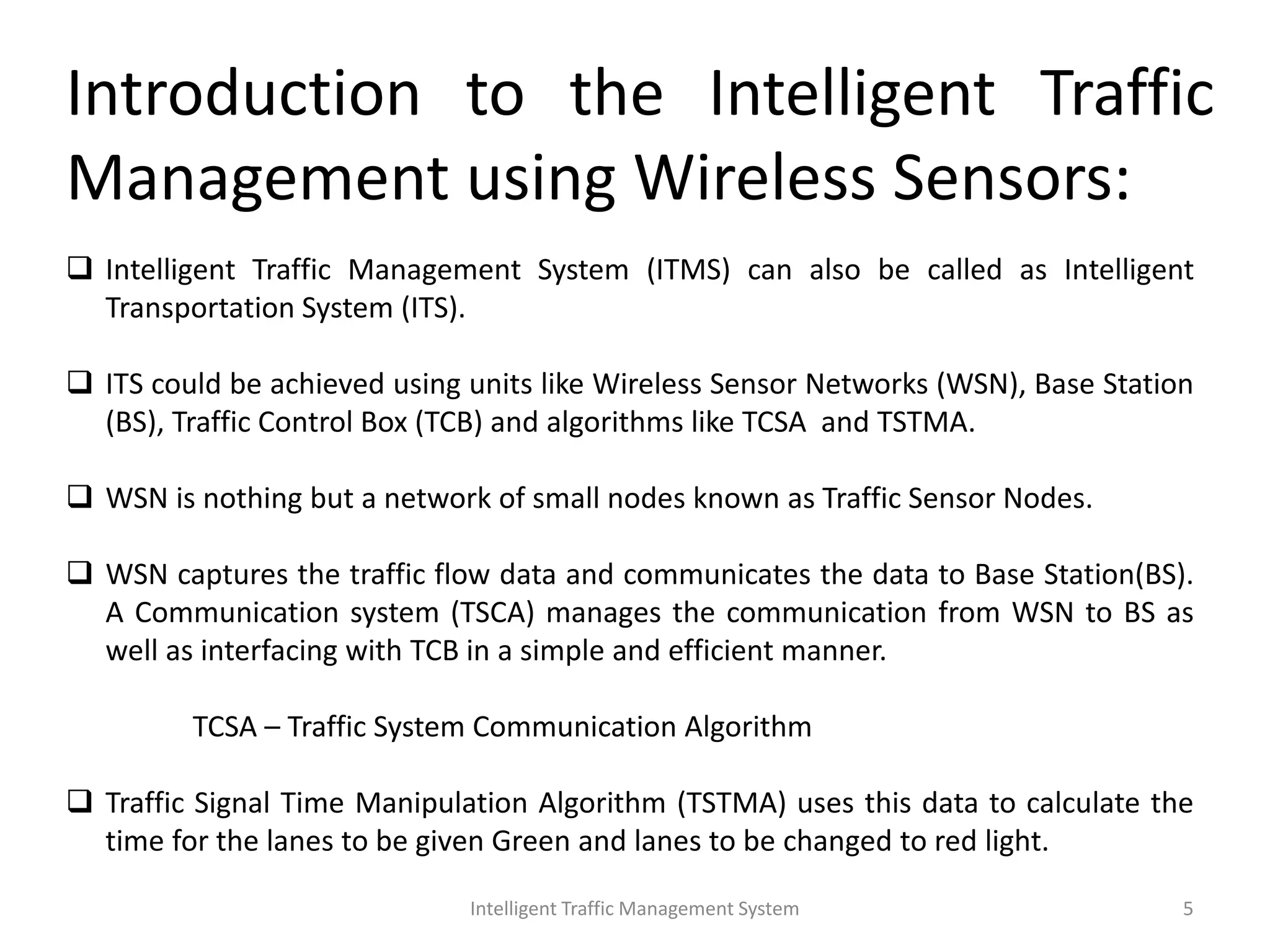 Intelligent Traffic Management | PPTX
