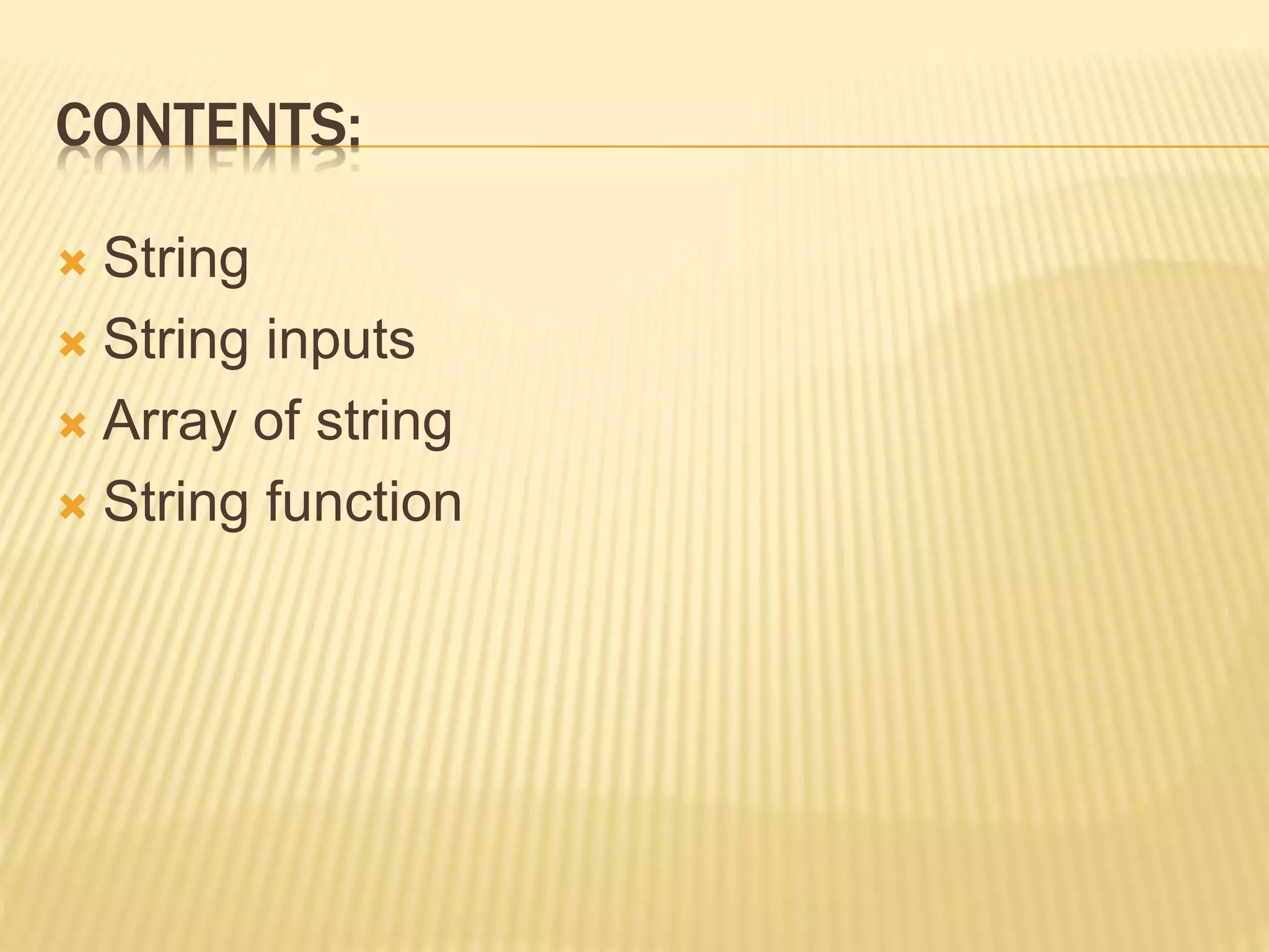 String Handling in c++ | PPTX | Programming Languages | Computing