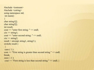 String Handling in c++ | PPTX | Programming Languages | Computing