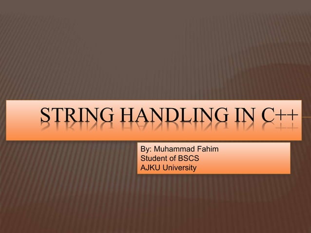 String Handling In C Pptx Programming Languages Computing 6707