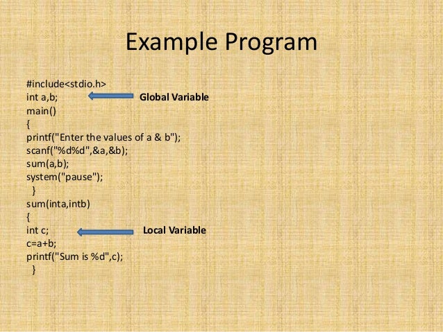 Example Of Global Declaration In C Certify Letter