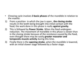 Mastication. Chewing Cycles & Oral Reflexes - Oral Physiology | PPTX