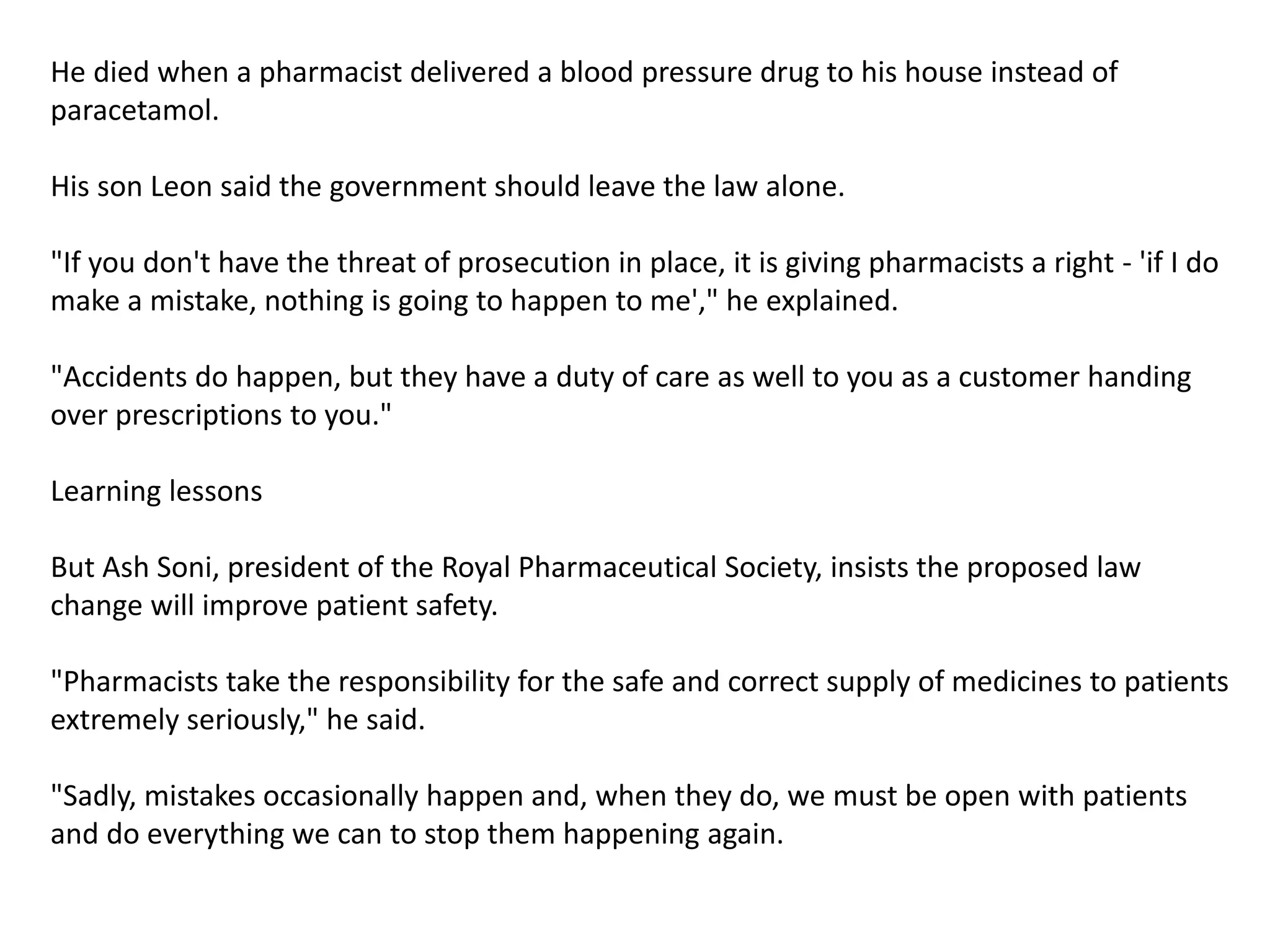 New pharmacy rules 'should reduce dispensing mistakes'| Jason Geschwind ...