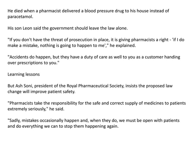 New pharmacy rules 'should reduce dispensing mistakes'| Jason Geschwind ...