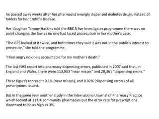New pharmacy rules 'should reduce dispensing mistakes'| Jason Geschwind ...