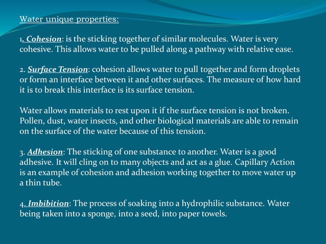 water cohesion | PPT