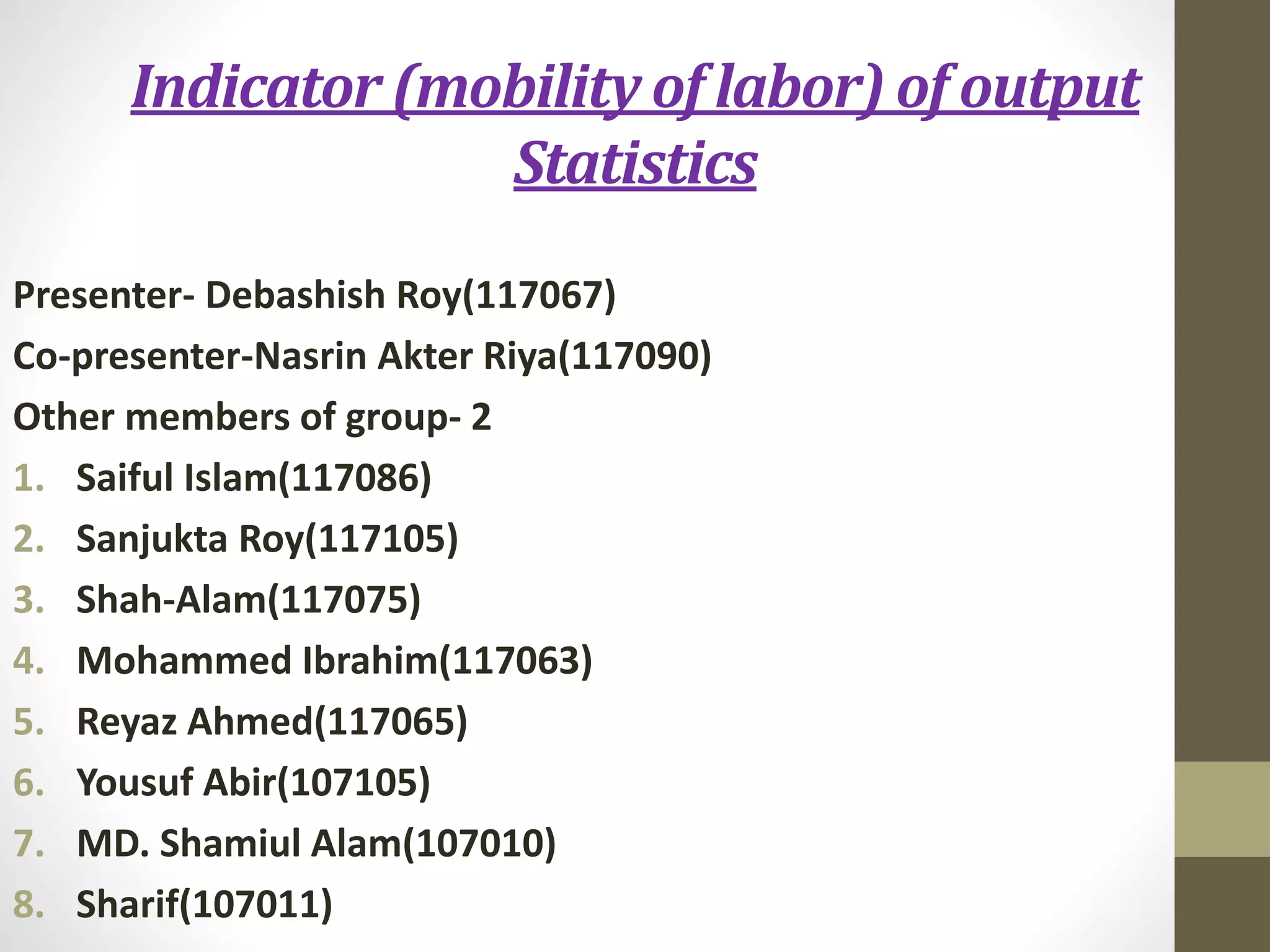 Indicator of output statistics | PPTX