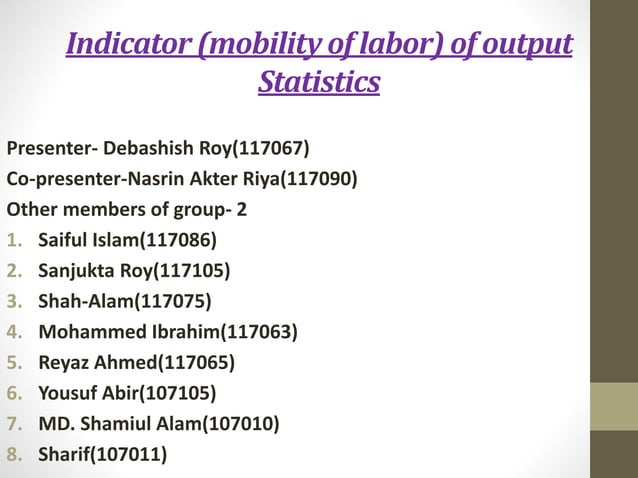 Indicator of output statistics | PPTX