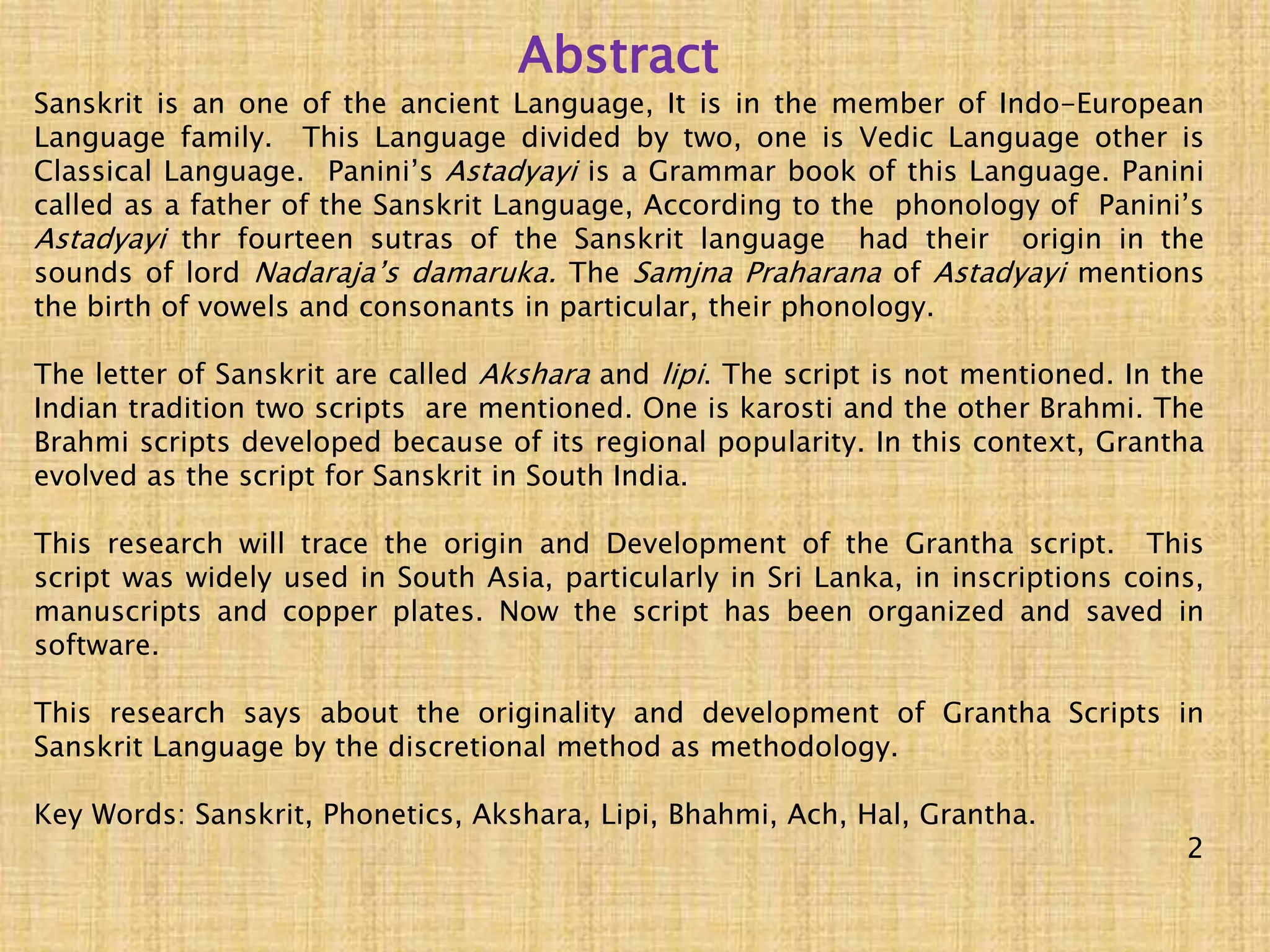 Origin and Development of Sanskrit Letters With the special reference ...