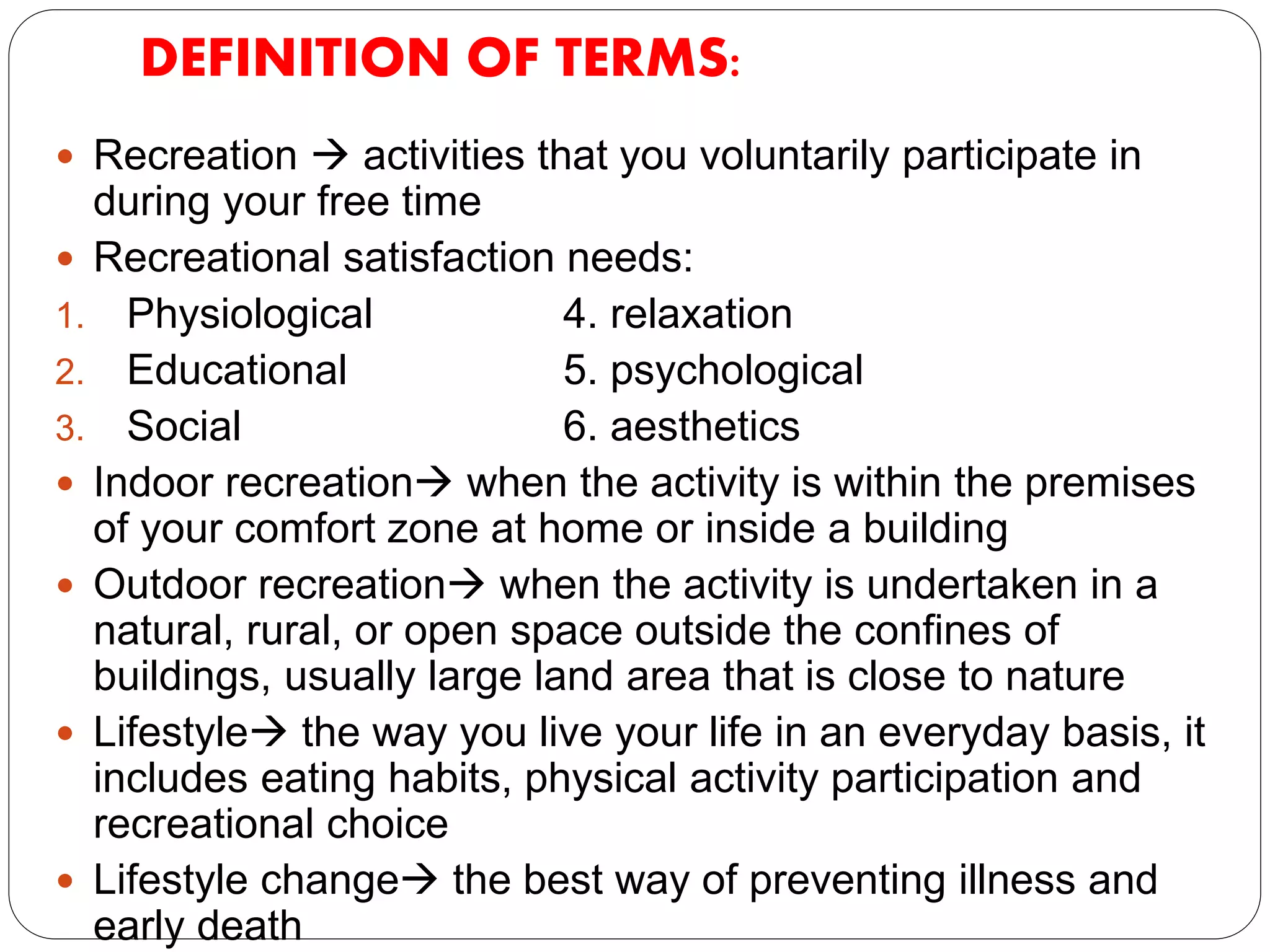 Physical Education 9 4th Quarter | Recreational Activity | PPTX
