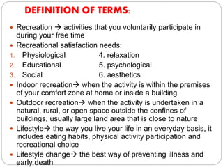 Physical Education 9 4th Quarter | Recreational Activity | PPTX
