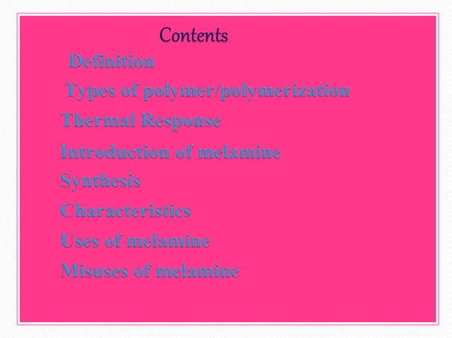 Melamine & Its application | PPTX