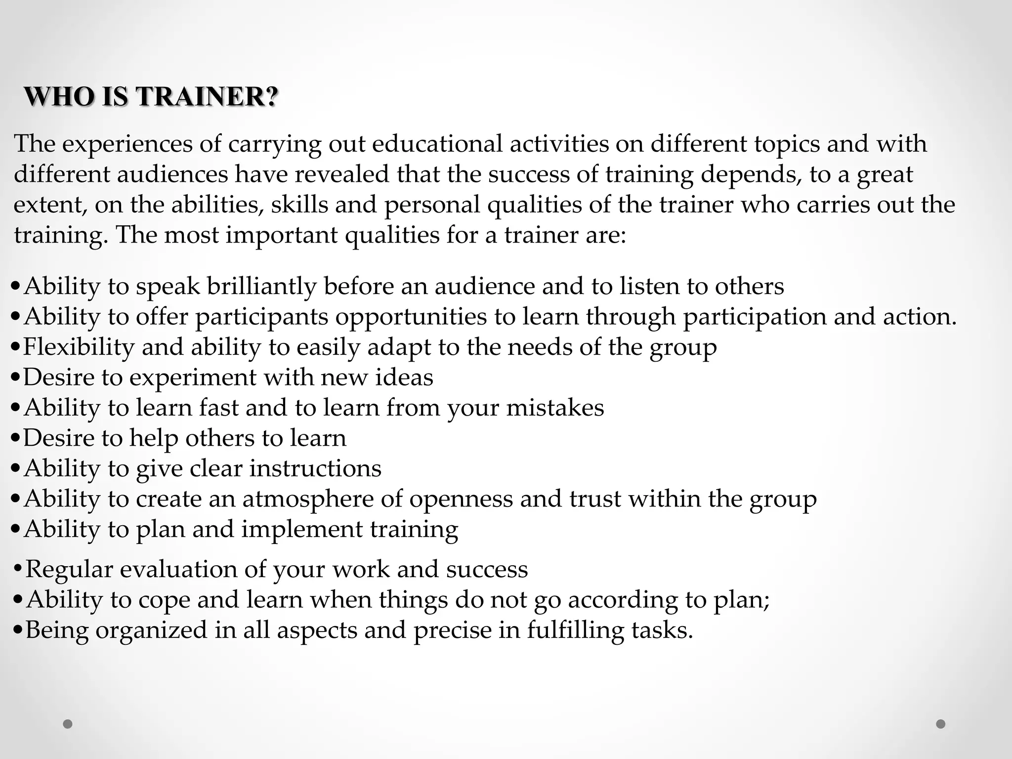 trainers skills styles | PPTX