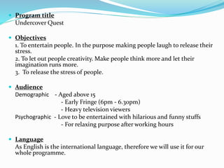 Presentation for tv programme | PPTX