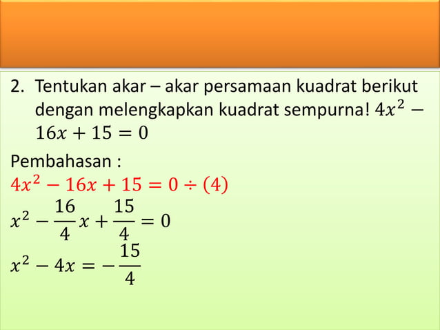 Persamaan dan Fungsi Kuadrat | PPT