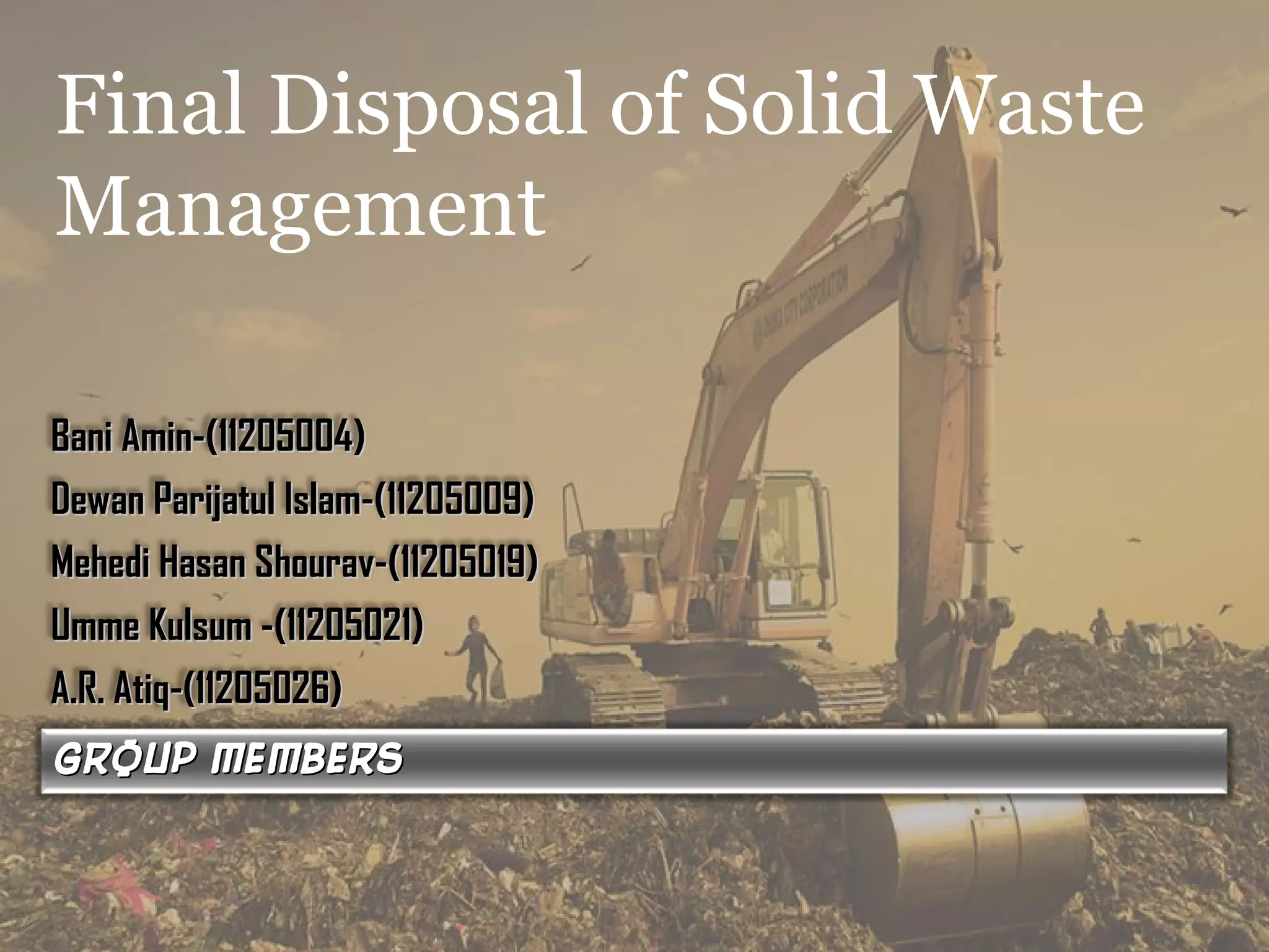 Final Disposal of Solid Waste Management in Bangladesh | PPT
