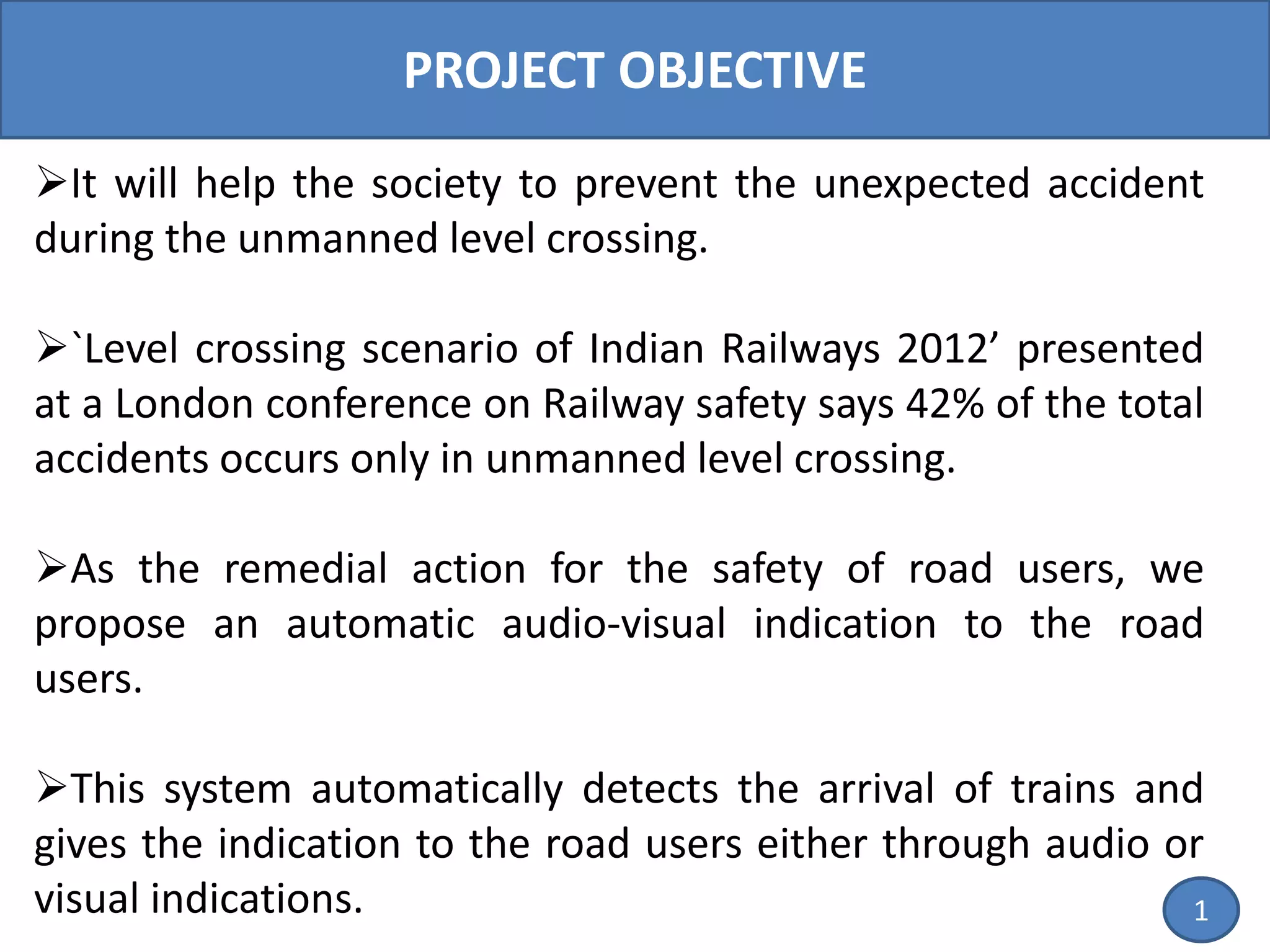 automated alert system for unmanned level crossing | PPT